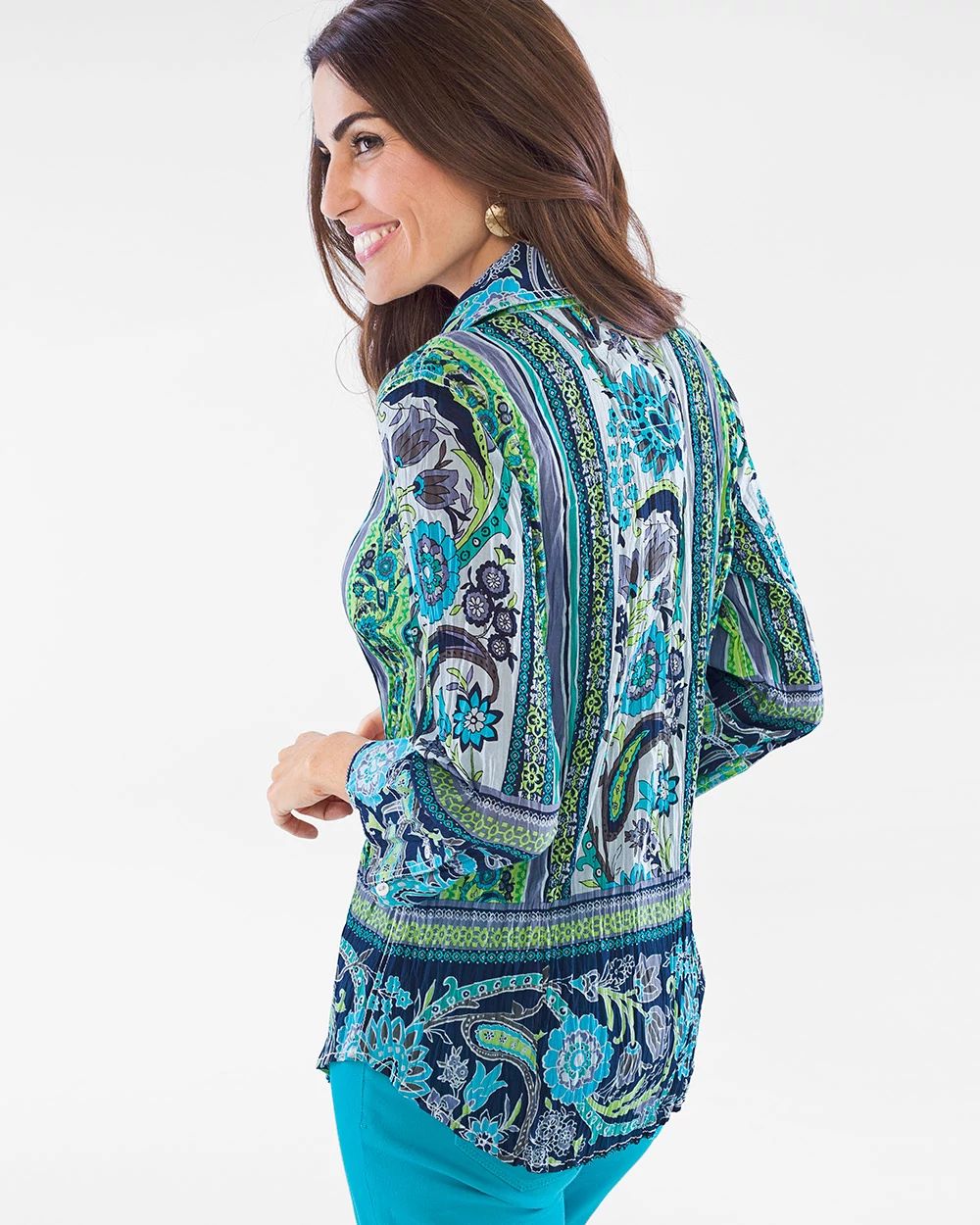 CINO For Chico's Paisley Border Crinkle Shirt | Chico's CINO For Chico's Paisley Border Crinkle Shirt | Chico's